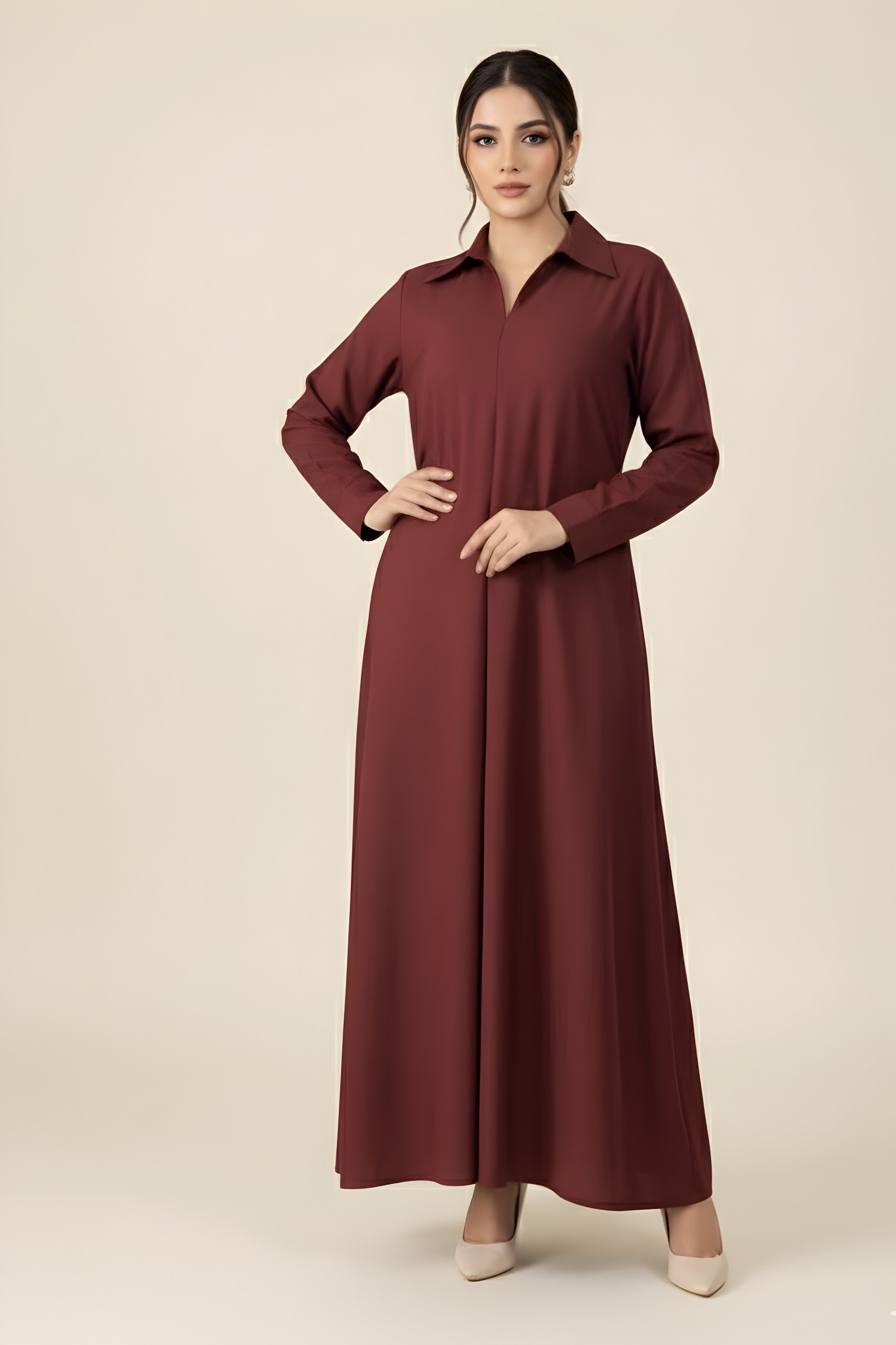 Comb Linen Maroon One Piece – Janya